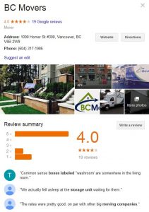 Review of 15 best vancouver Movers | 5 Movers Quotes